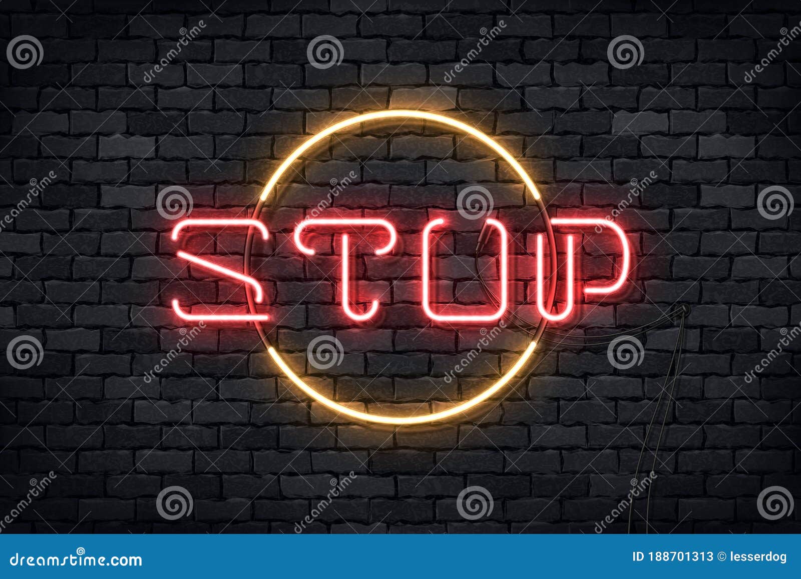 Vector Realistic Isolated Neon Sign of Stop Logo for Template ...