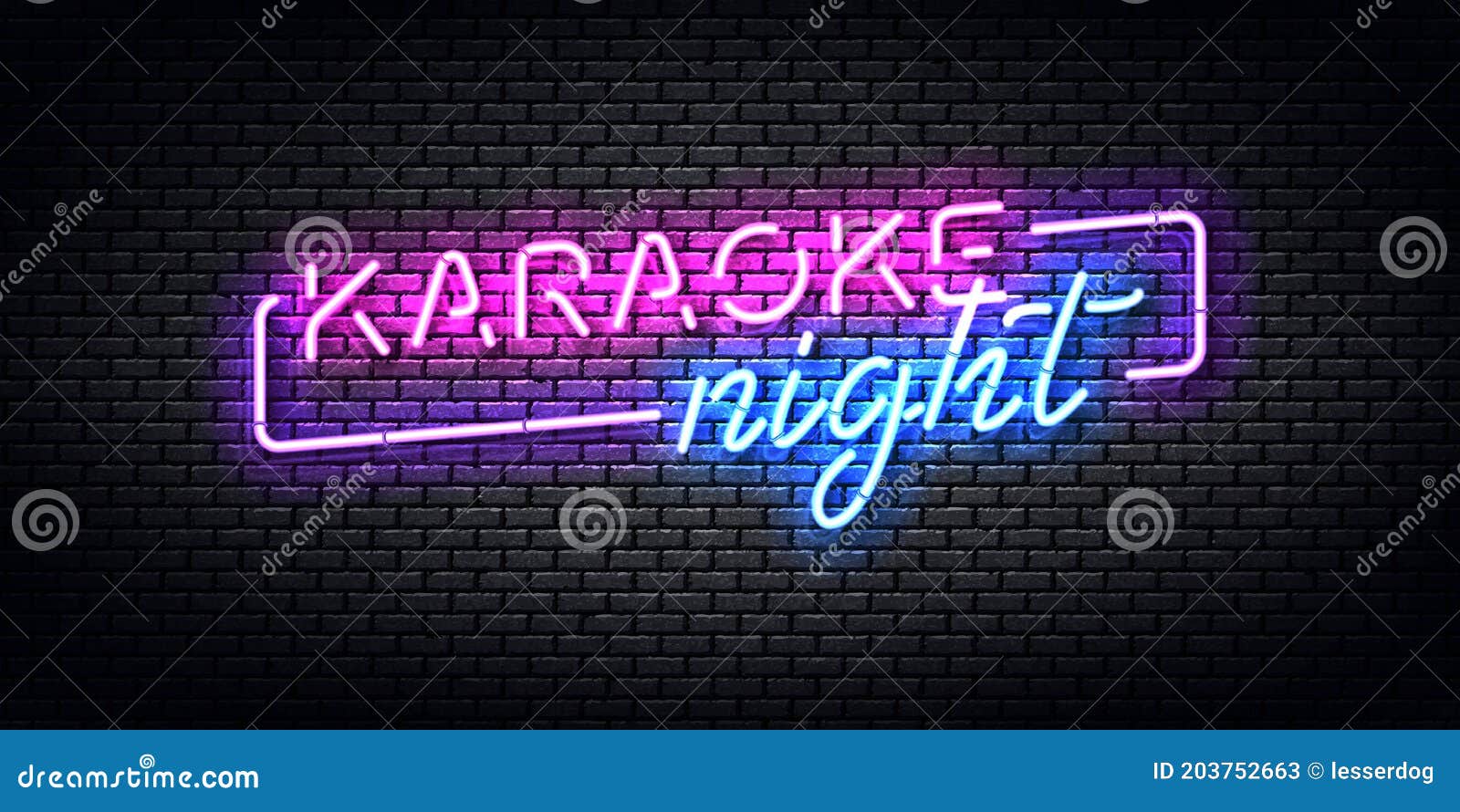 Karaoke Night Poster Neon Vector. Karaoke Party Design Template, Bright ...