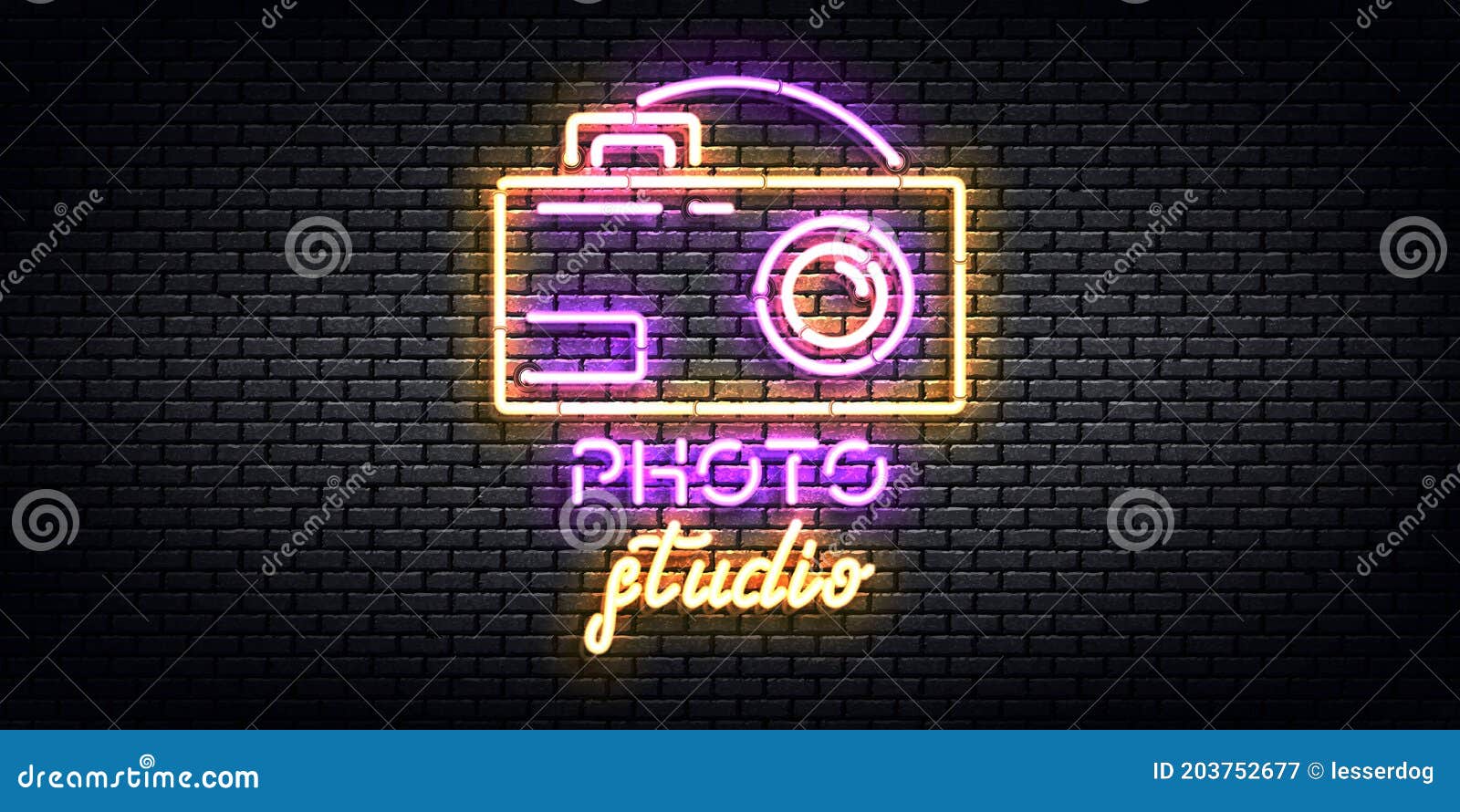 Vector Realistic Isolated Neon Sign of Photo Studio Logo for Template ...