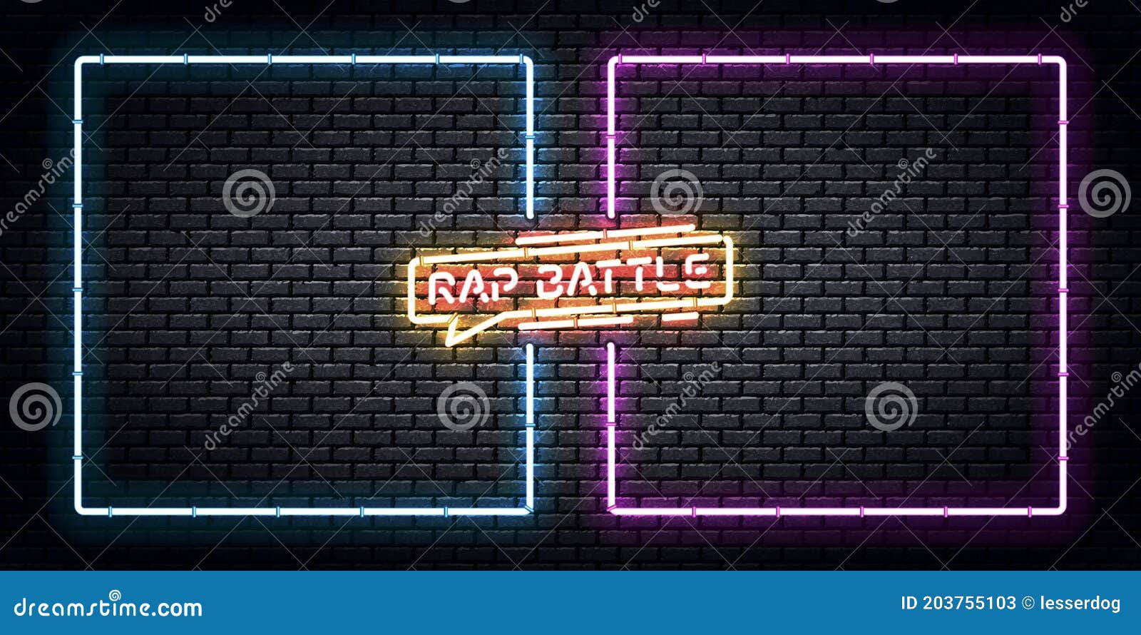 Vector Realistic Isolated Neon Sign of Rap Battle Frames Logo for ...
