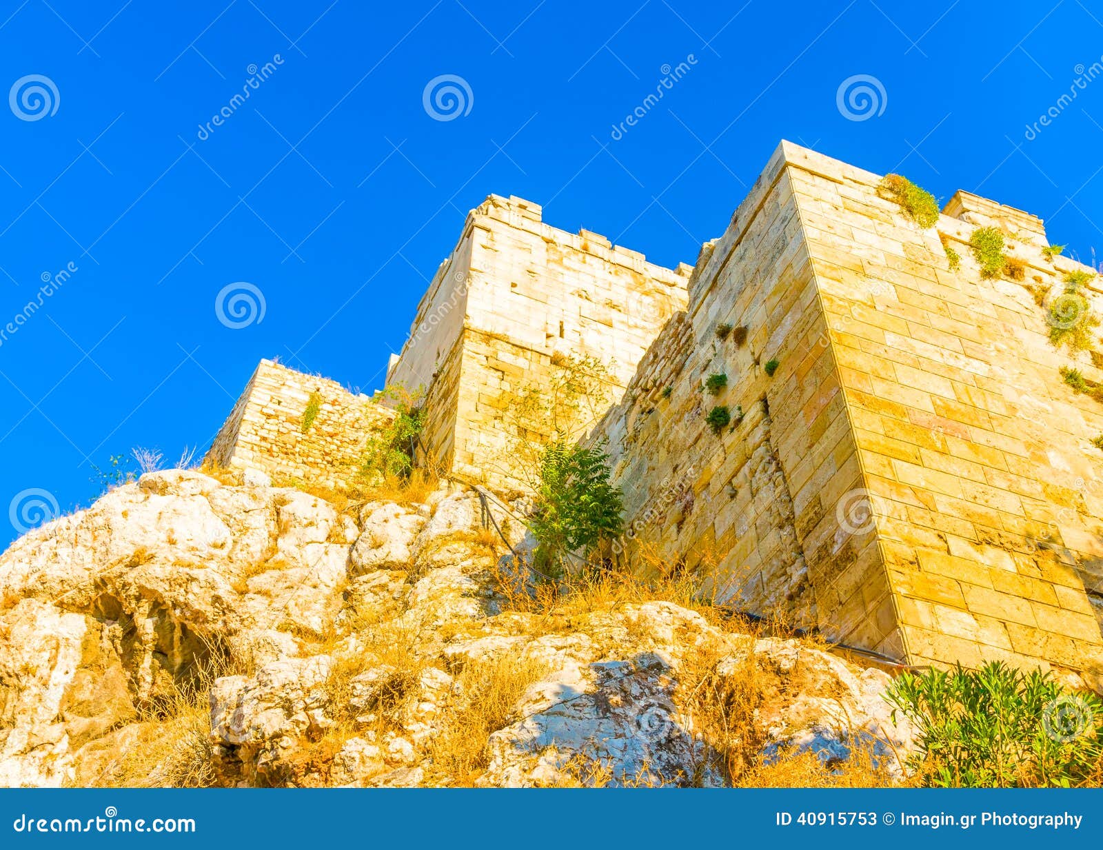 The wall of Acropolis stock image. Image of building - 40915753