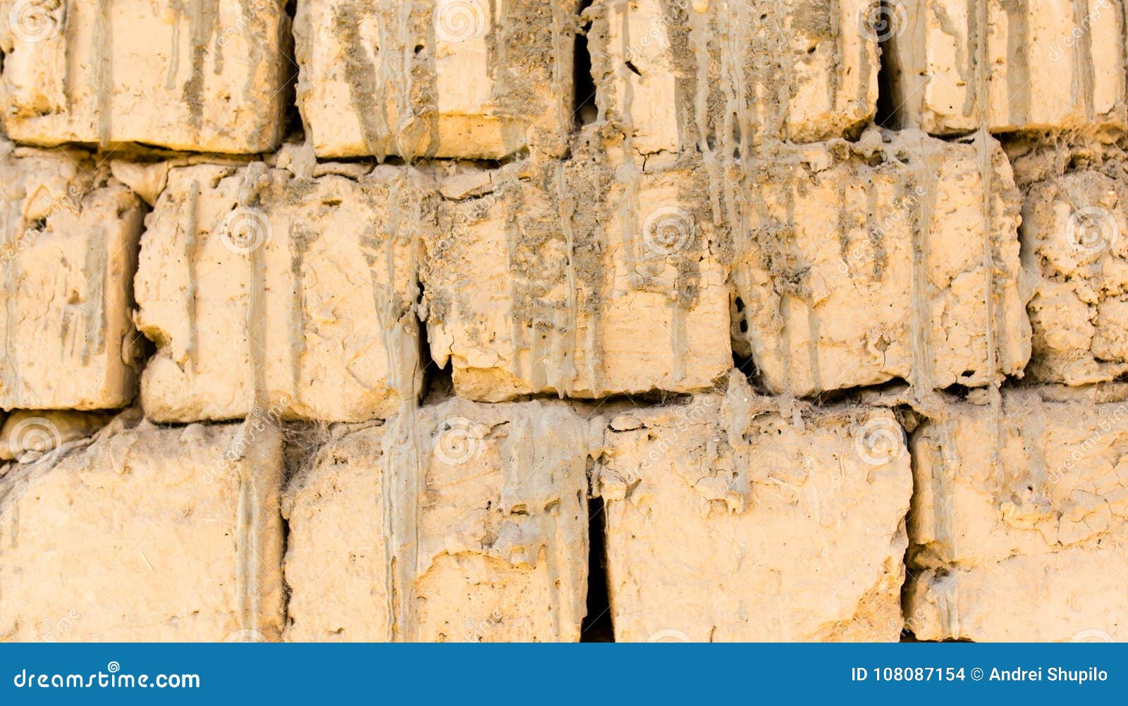 A Wall of Adobe Brick As a Background Stock Photo - Image of material ...