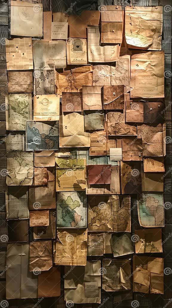 A Wall Adorned with an Eclectic Array of Various Papers Creating a ...