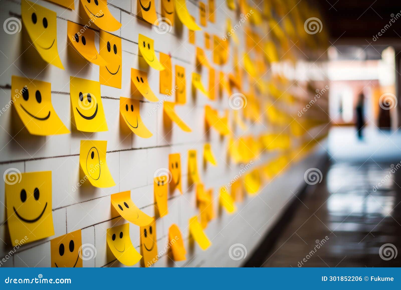 Wall Adorned with Smiling Sticky Notes. Stock Photo - Image of yellow ...