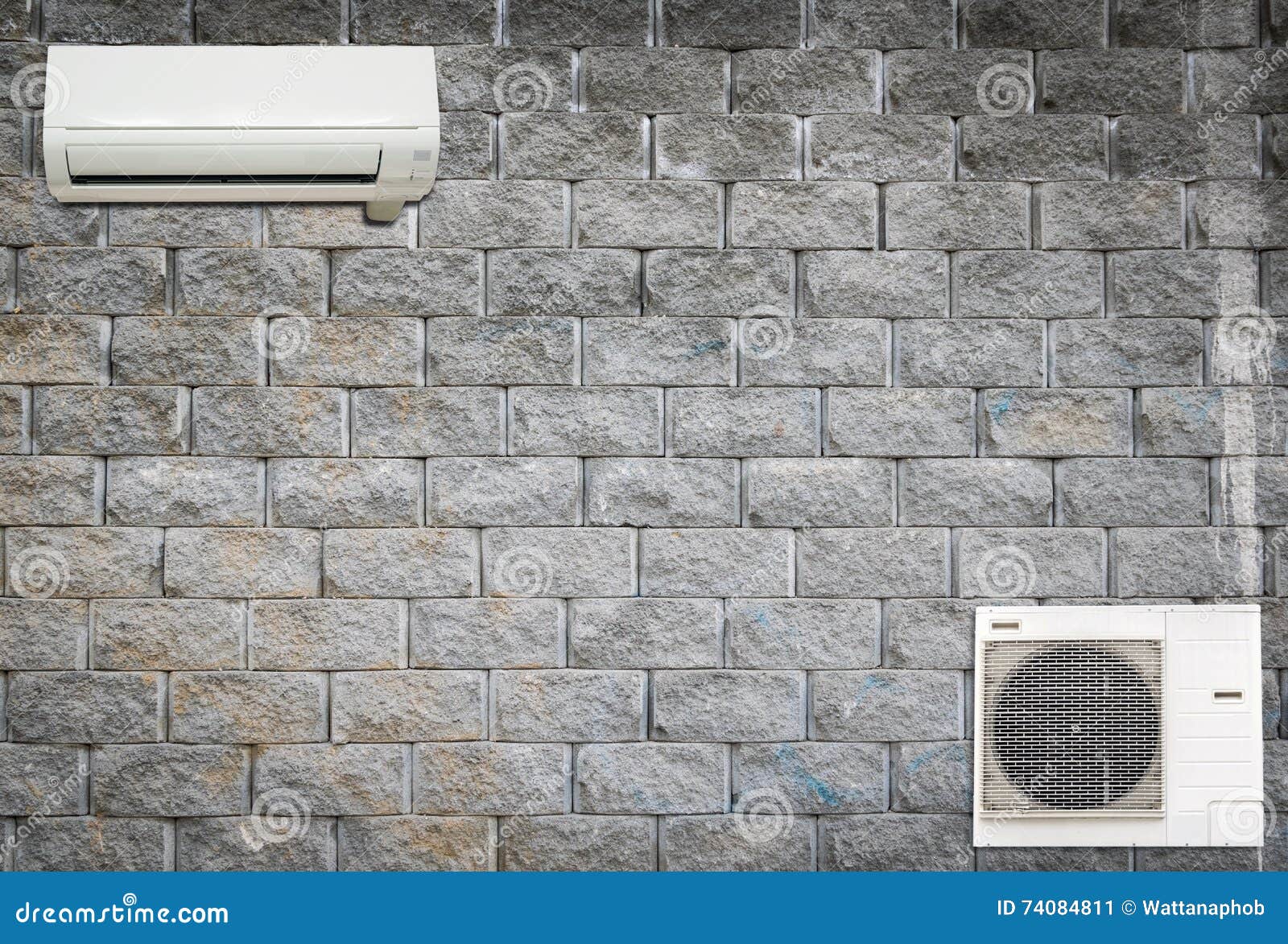 Wall Air Conditioning and Compressor. Stock Image - Image of hang ...