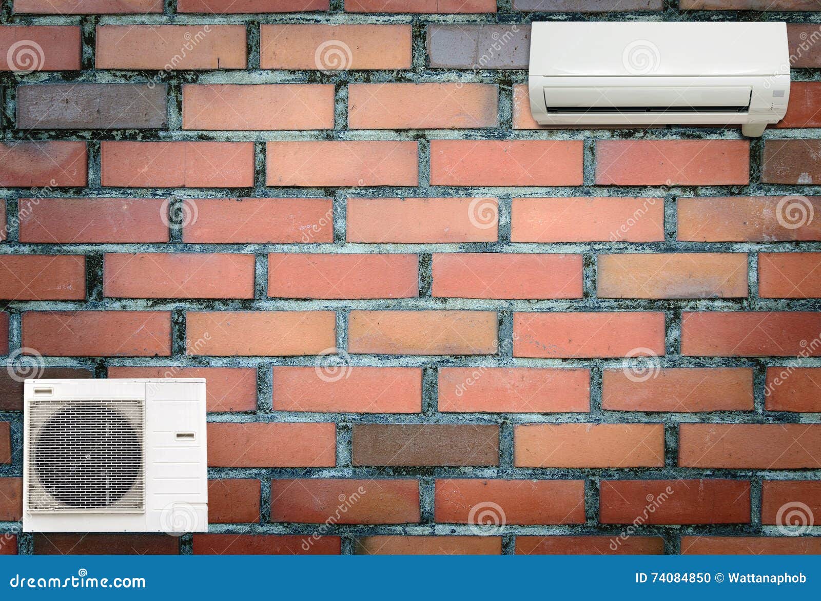 Wall Air Conditioning and Compressor. Stock Photo - Image of ...