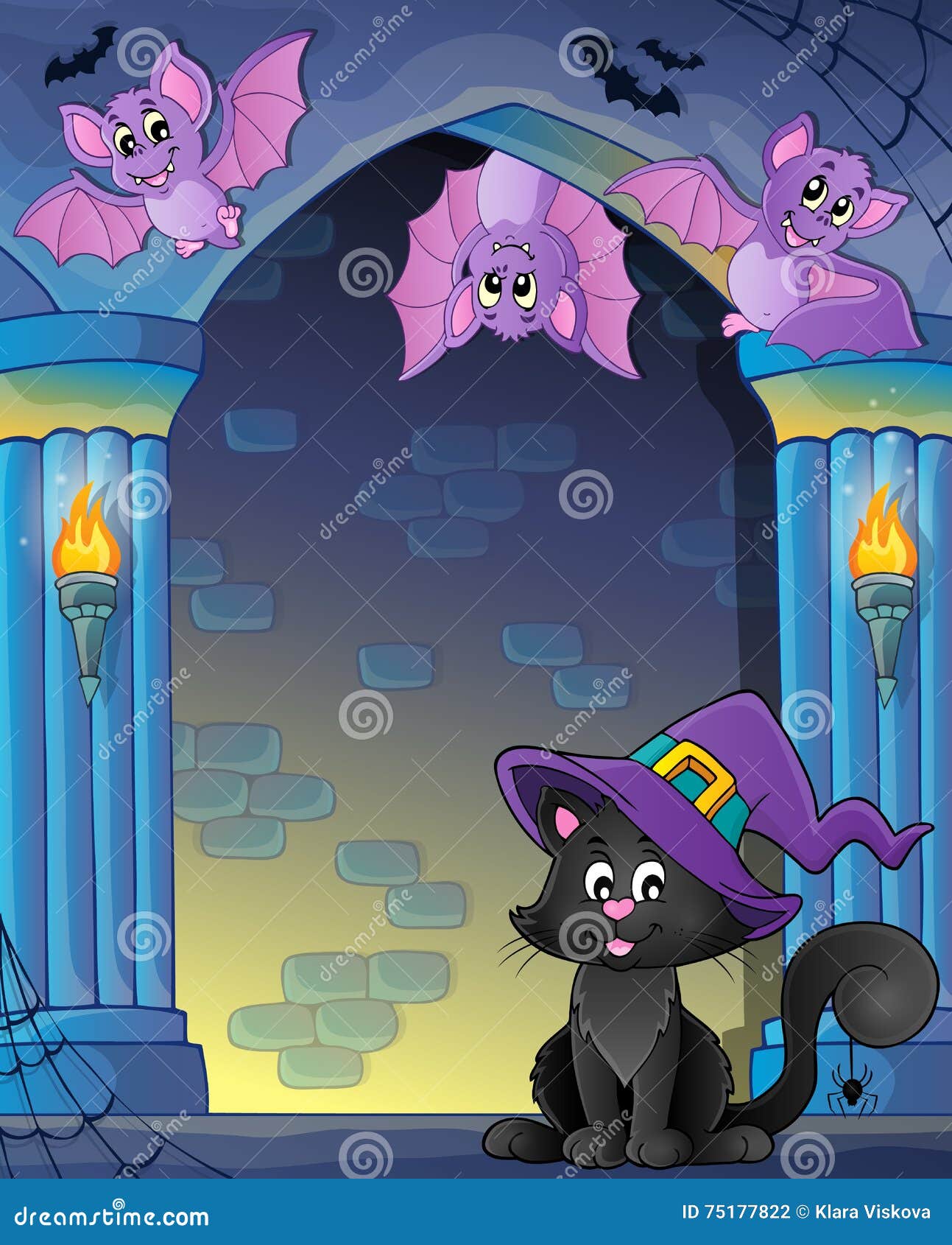 Wall Alcove With Cat In Pumpkin Cartoon Vector | CartoonDealer.com ...