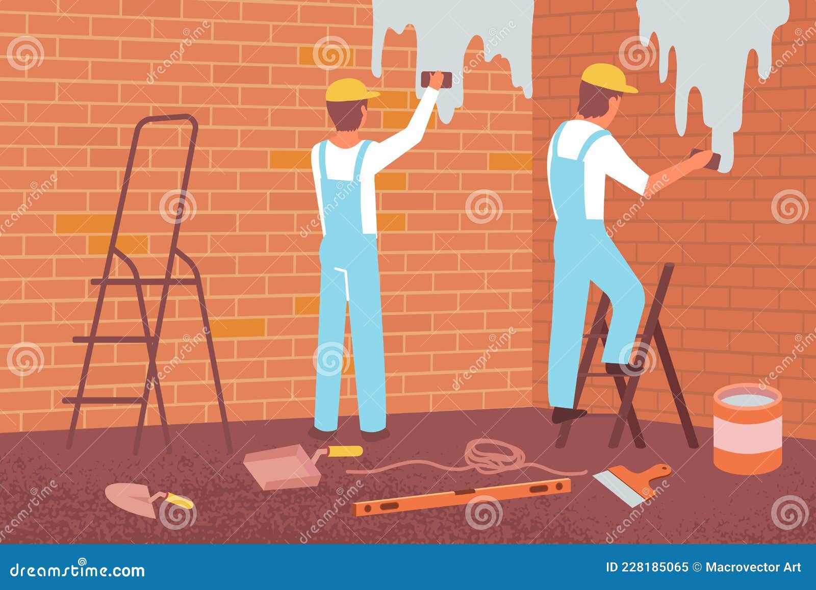 Wall Alignment Flat Composition Stock Vector - Illustration of engineer ...