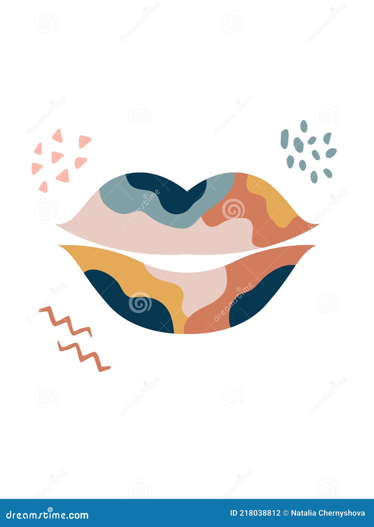 Wall Art Design, Graphic Print with Boho Lips Stock Vector ...