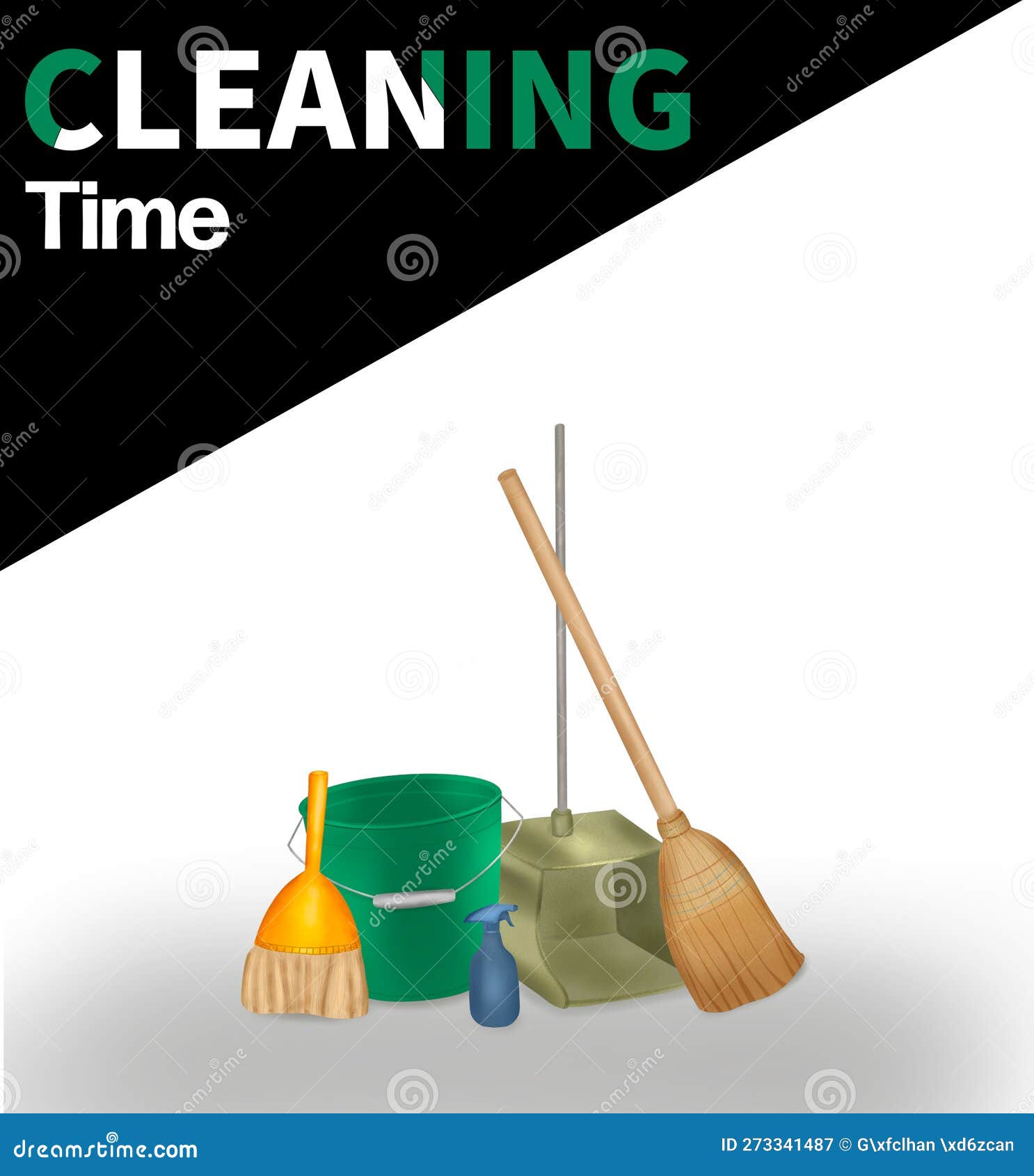 Wall Art with a Message "it S Cleaning Time" Stock Illustration ...