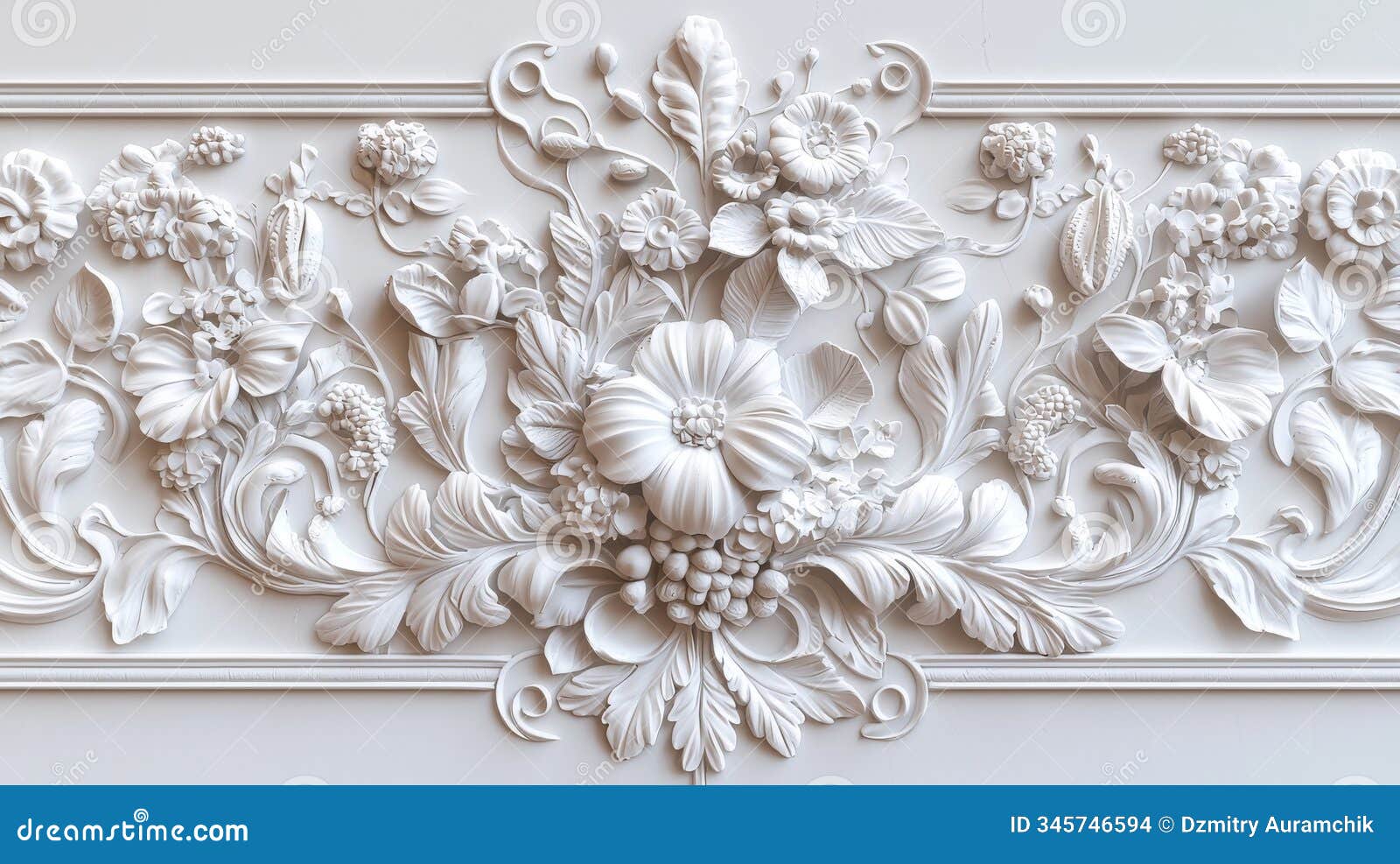 Wall Art with Stucco Mouldings Rococo Element in a White Background ...