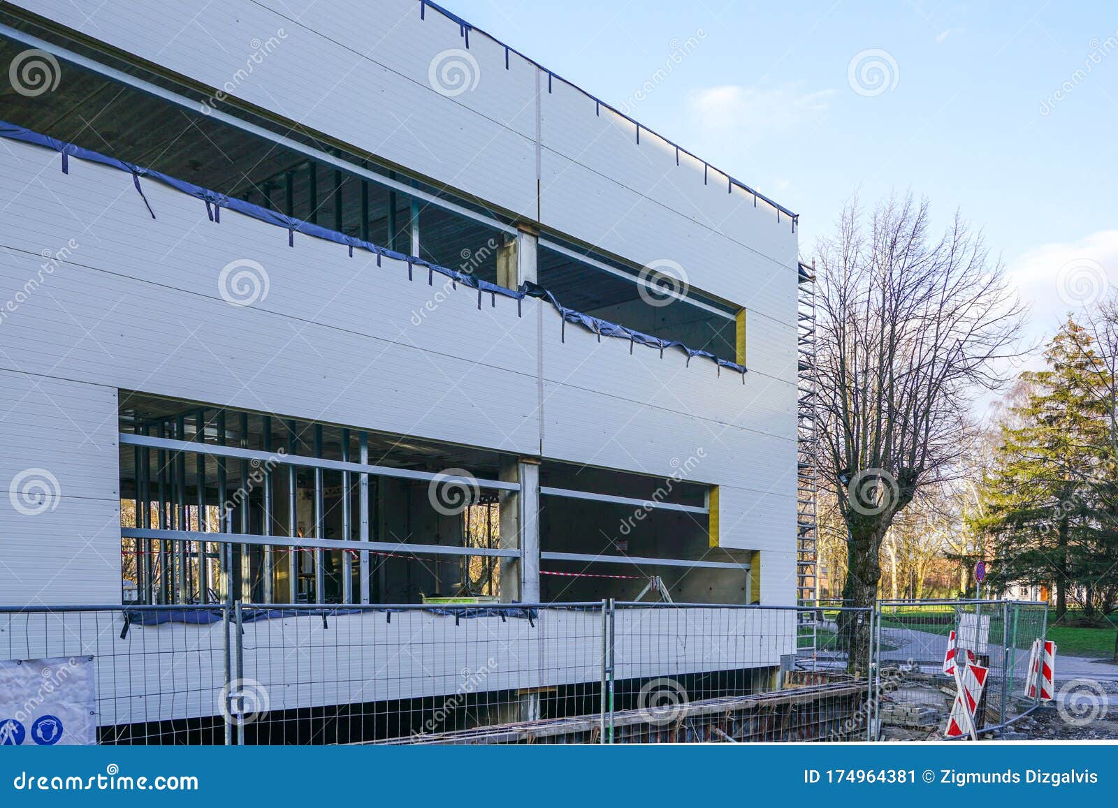 Wall Assembly of a New Building Using Steel Sandwich Panels Stock Image ...