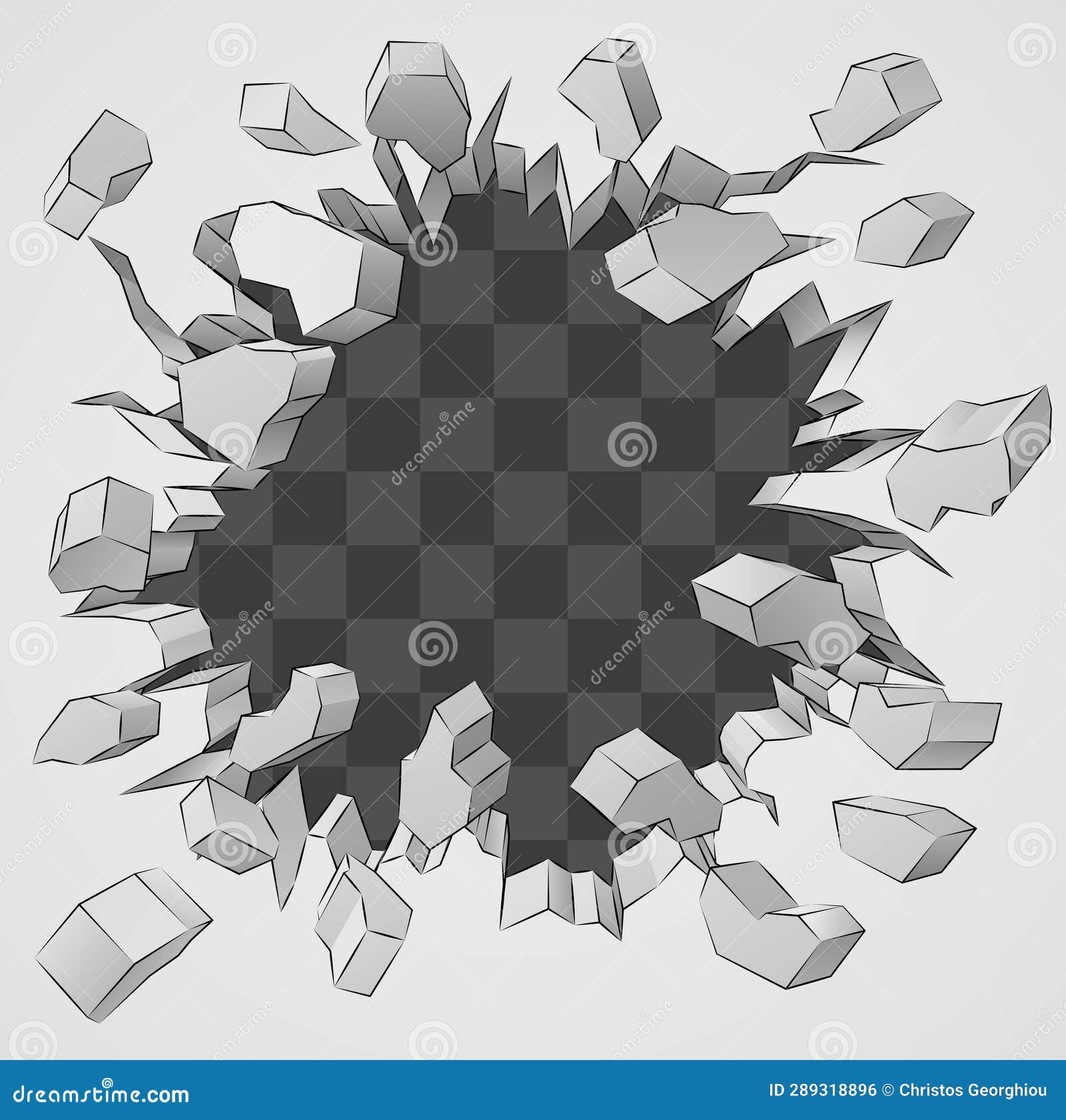 Hole Breaking, Ice Crack, Surface Background, Isolated On White ...