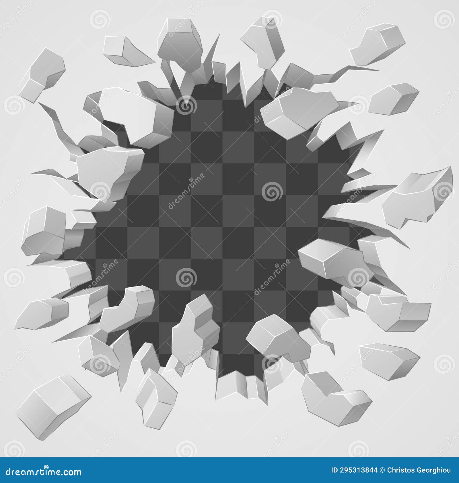 Hole Breaking, Ice Crack, Surface Background, Isolated On White ...