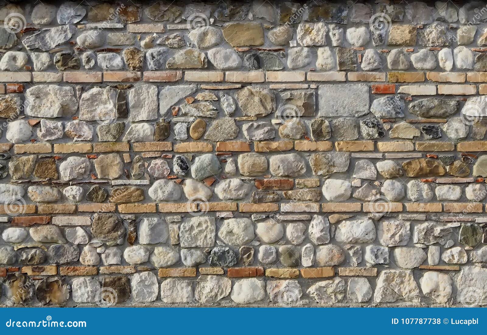 Wall Background . Natural Stones Interspersed with Lines of Horizontal ...