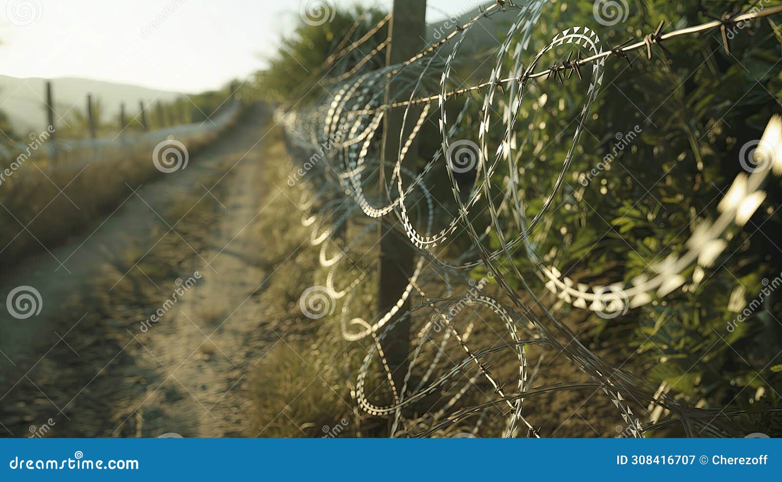 A Wall with Barbed Wire on the Border of the Two Countries Stock ...