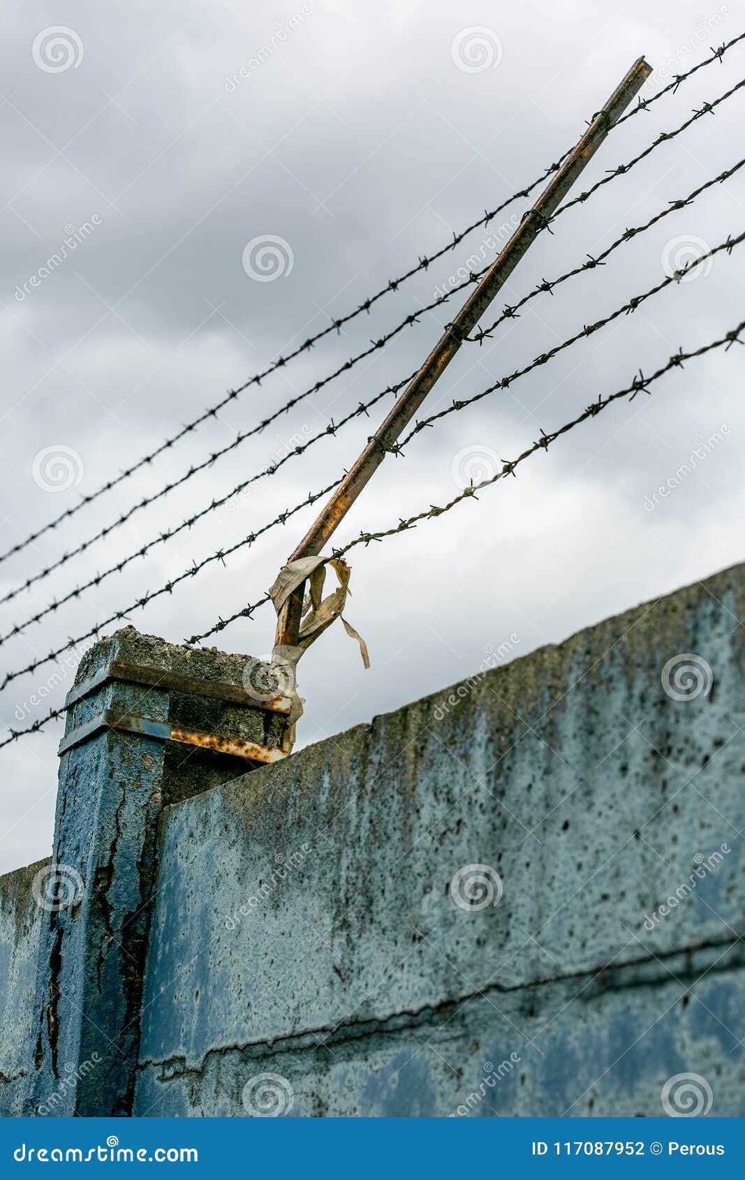 Wall with barbed wire stock photo. Image of cell, fence - 117087952