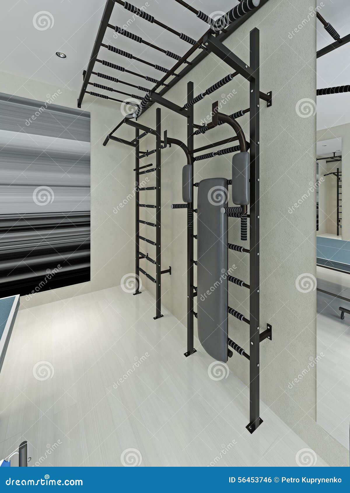 Wall bars in the gym stock photo. Image of athletic, bike - 56453746