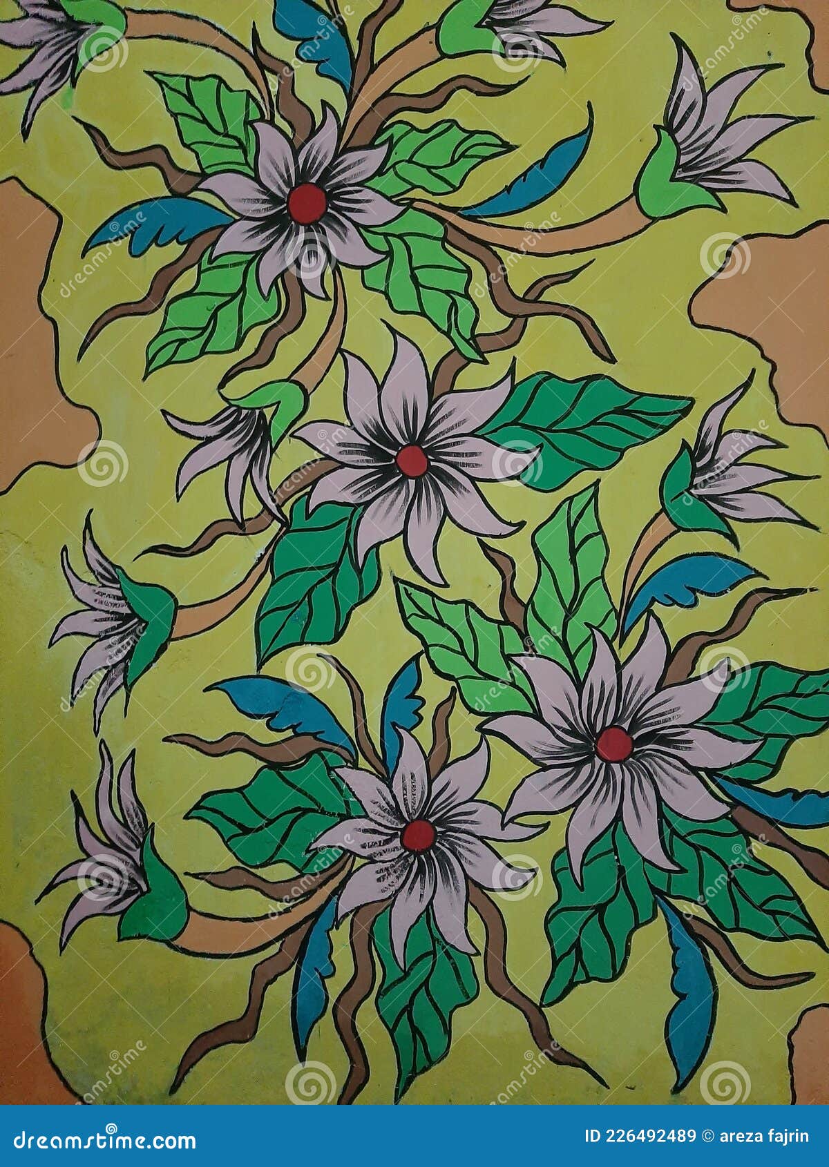 Wall Batik Flower Design Manual Stock Image - Image of design, batik ...