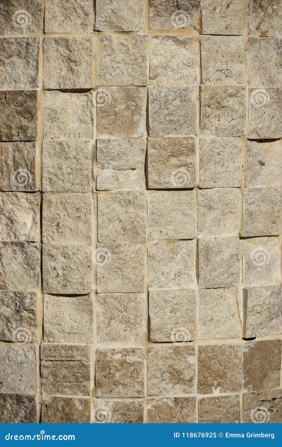 Wall of Beige Square Stone Blocks Stock Image - Image of background ...