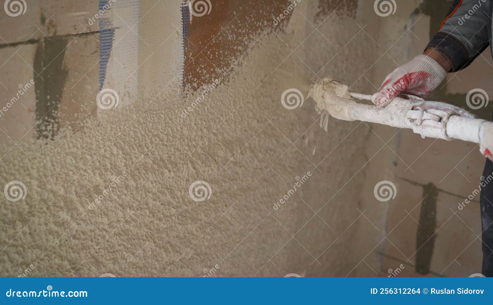 A Wall Being Covered in a Layer of Plaster Stock Photo - Image of ...