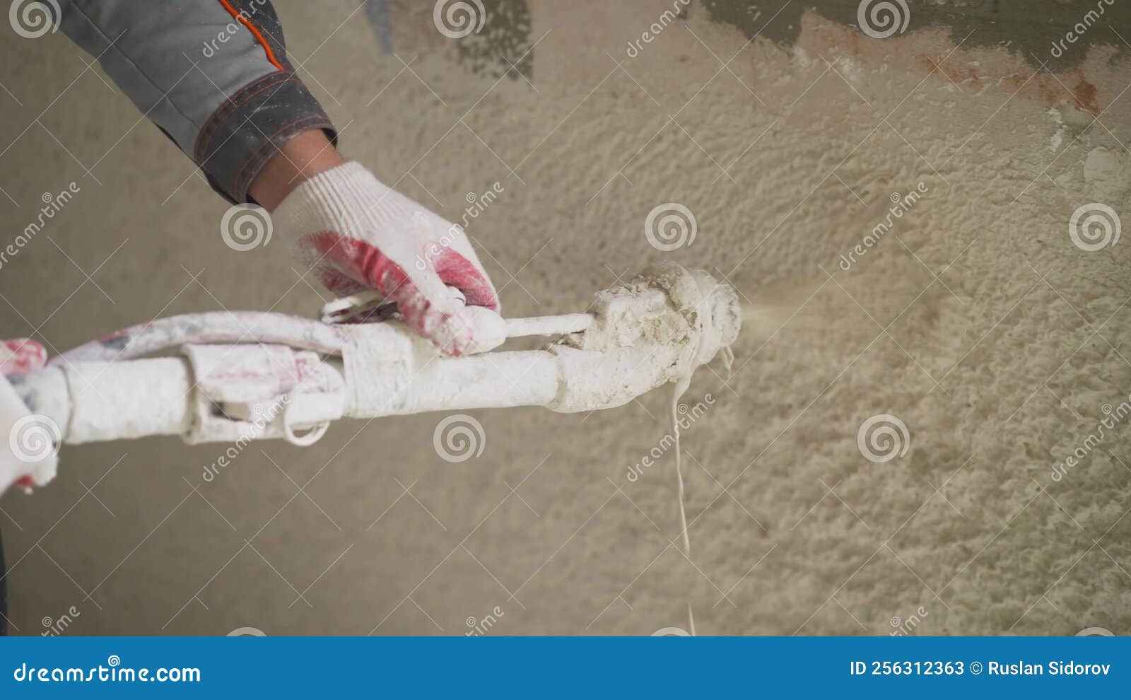 A Wall Being Covered in a Layer of Plaster Stock Video - Video of adult ...