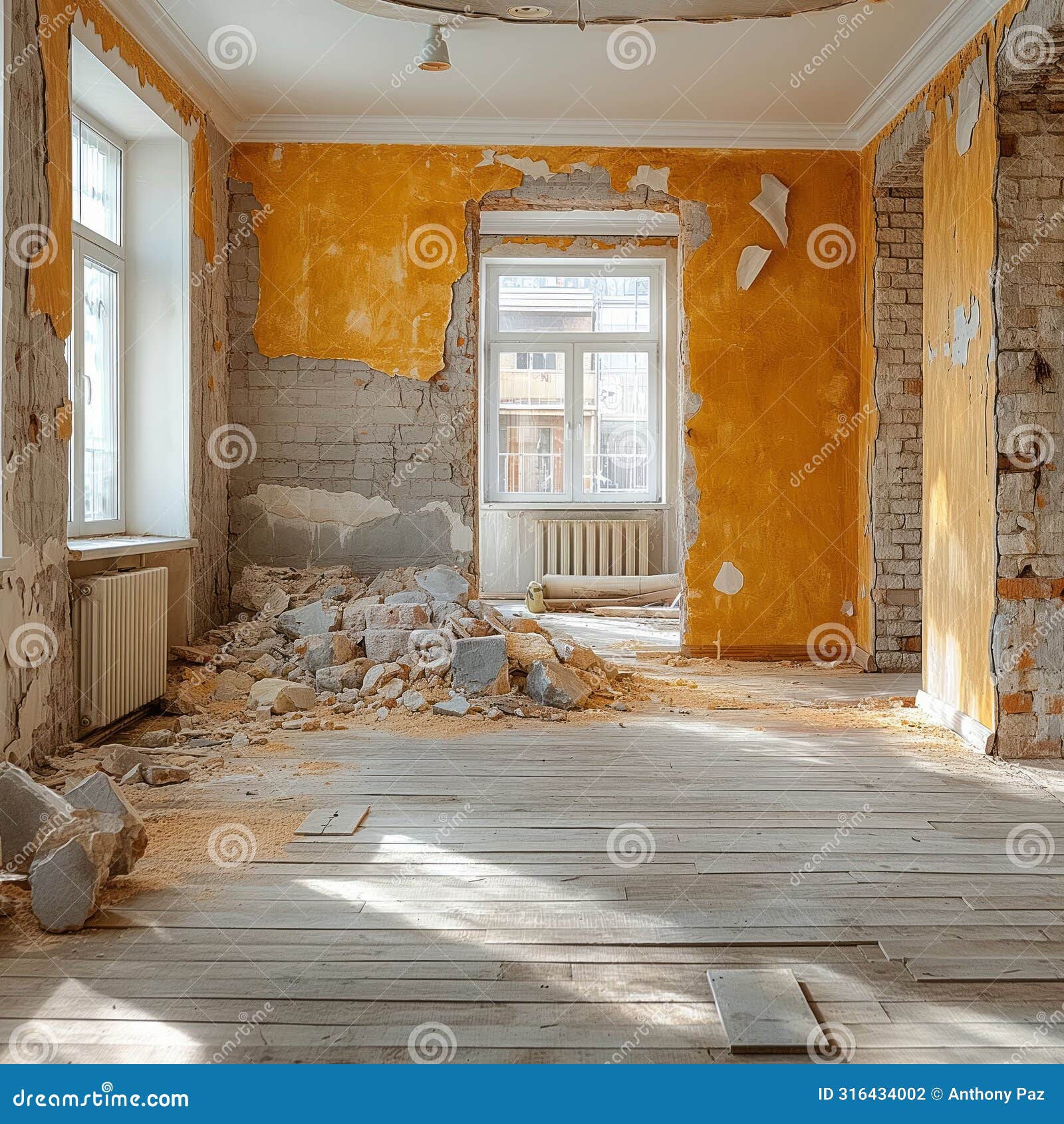 A Wall Being Knocked Down To Create an Open Floor Plan. Generative AI ...