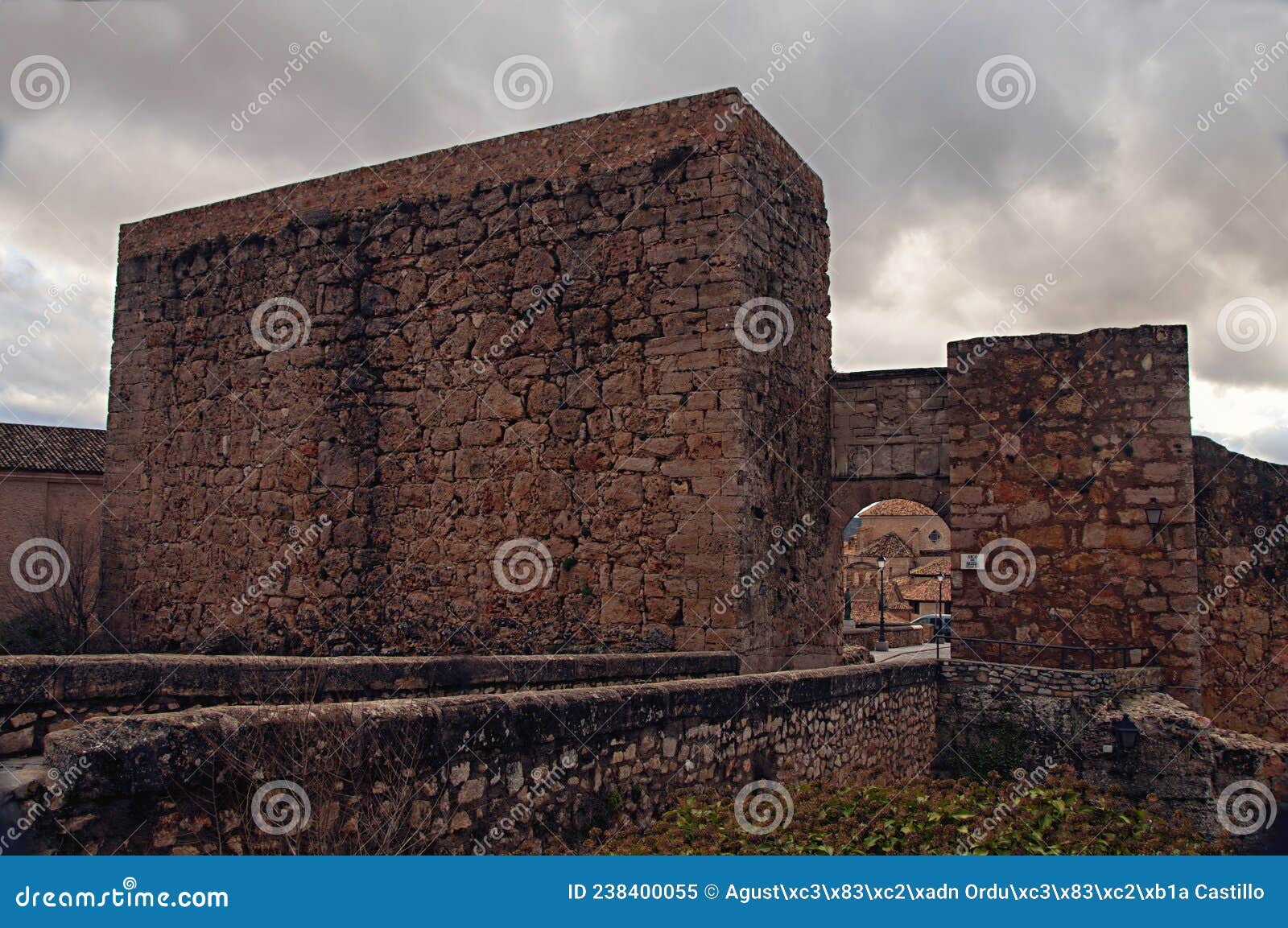 Wall and Bezudo Arch in Cuenca Stock Image - Image of building ...