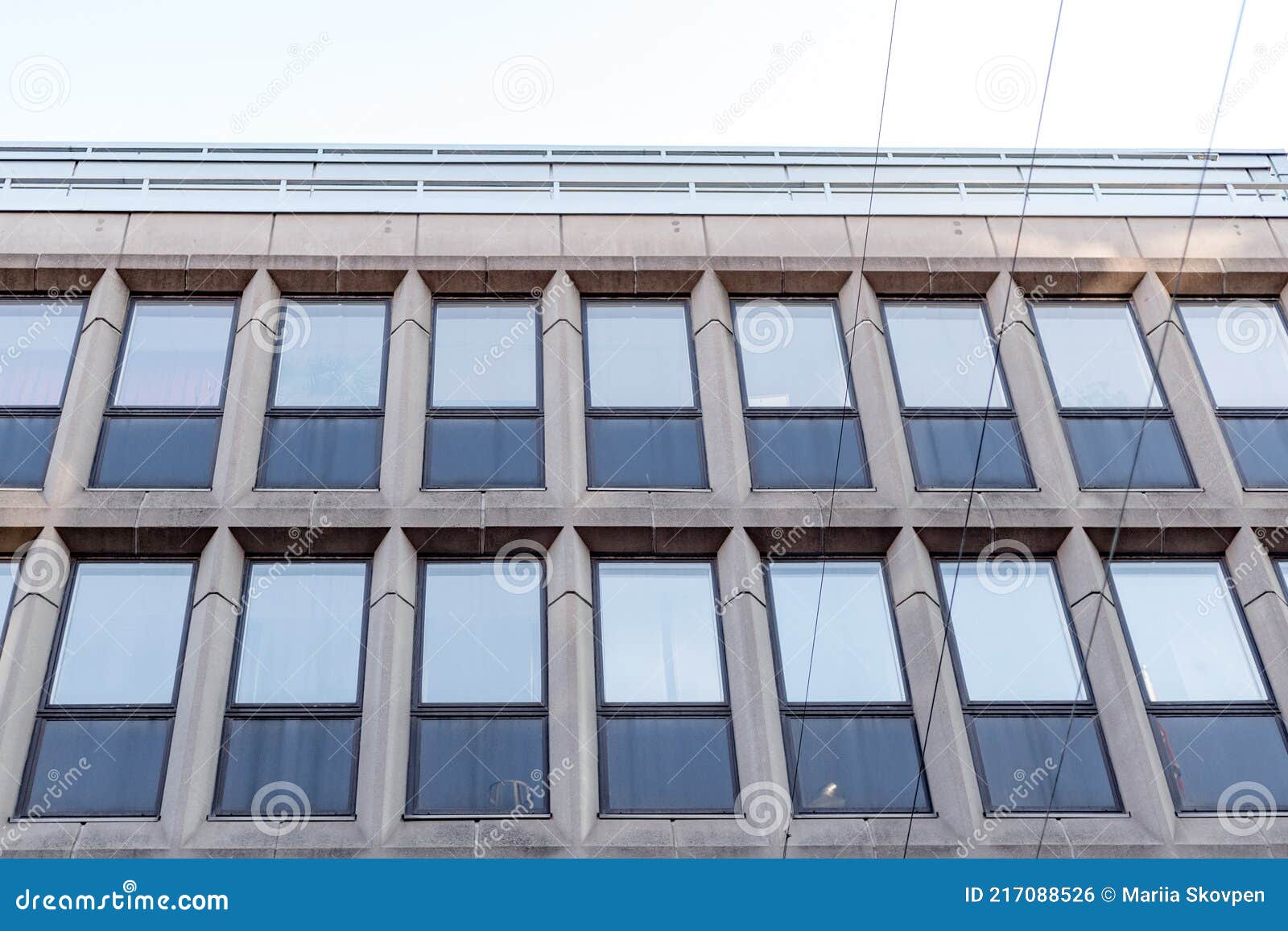 Wall with Big Windows in Perspective. Urban Architectural Landscape ...