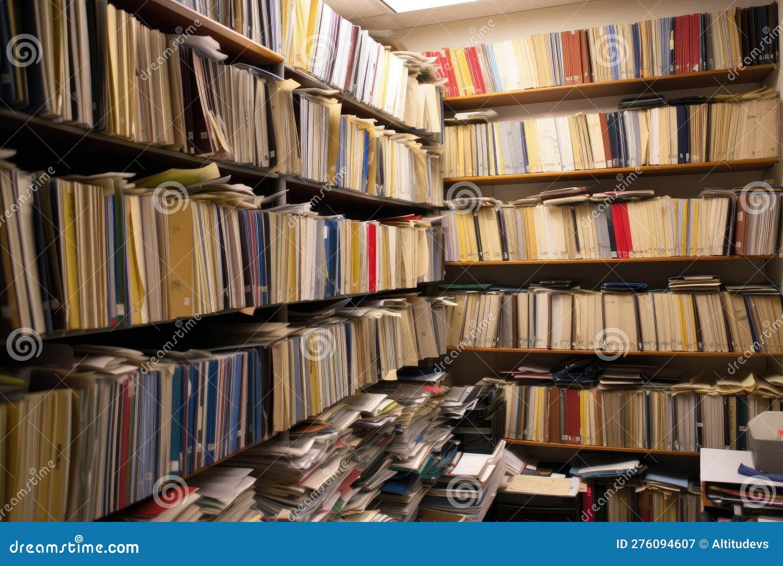 Wall of Binders, Each Filled with Different Documents and Information ...