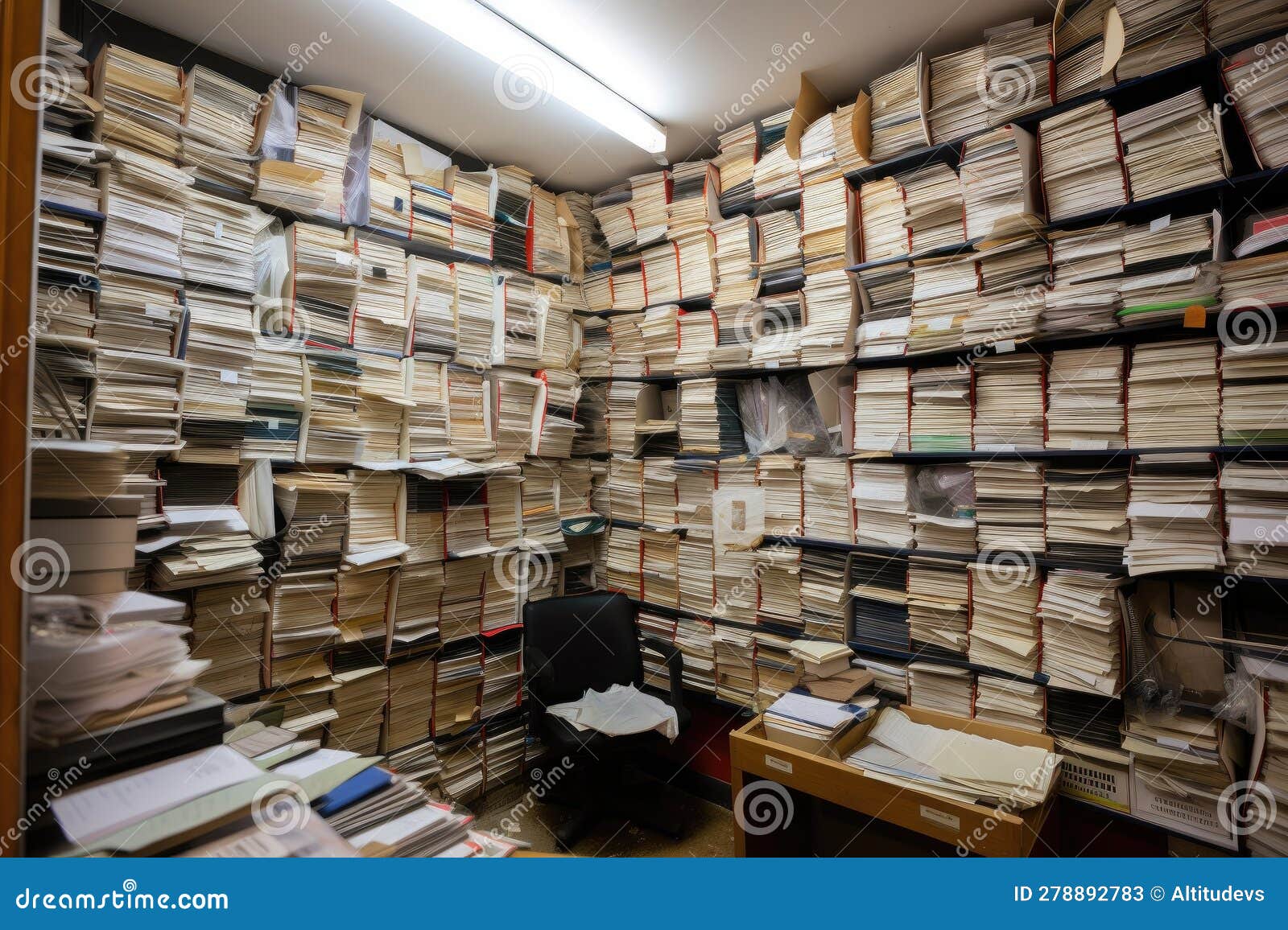 Wall of Binders, Each Filled with Different Documents and Information ...