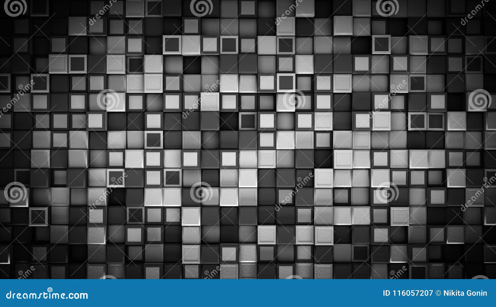Wall of Black and White 3D Cubes Abstract Background Stock Illustration ...