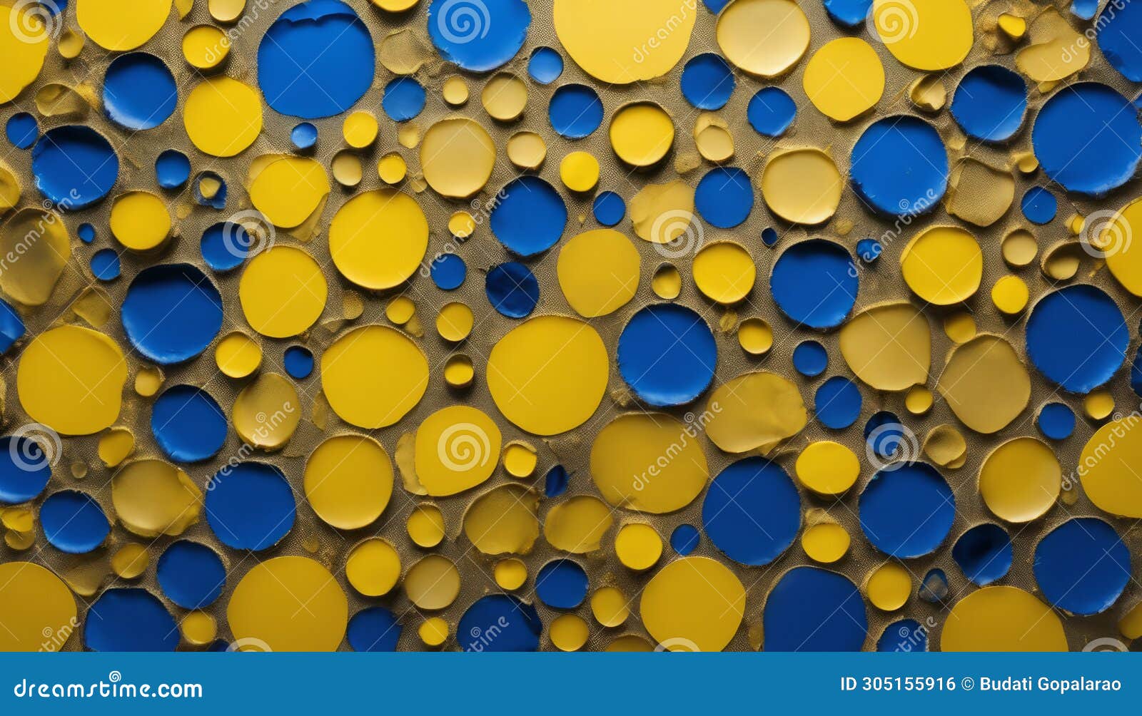 A Wall of Blue and Yellow Circles Stock Illustration - Illustration of ...