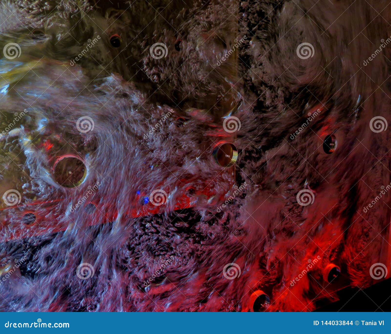 A Wall of Boiling Water in the Middle of it and Illuminated in Red ...