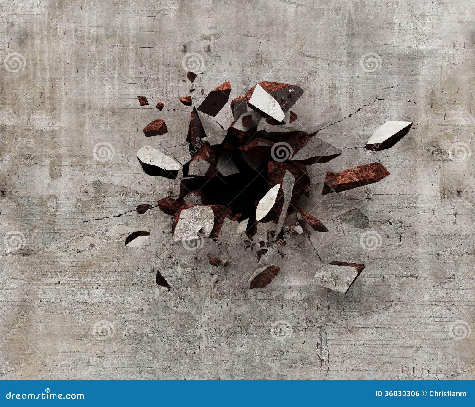 Wall break stock illustration. Illustration of cracked - 36030306