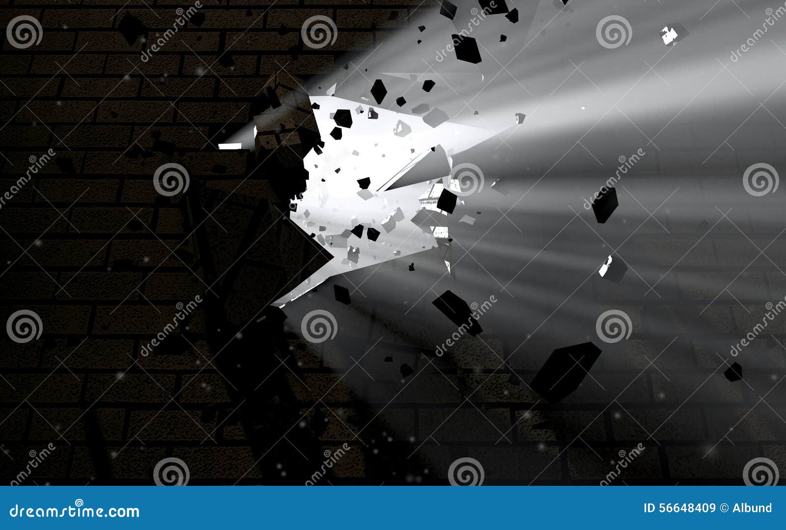 Wall Break through and Light Stock Image - Image of freedom, ruined ...