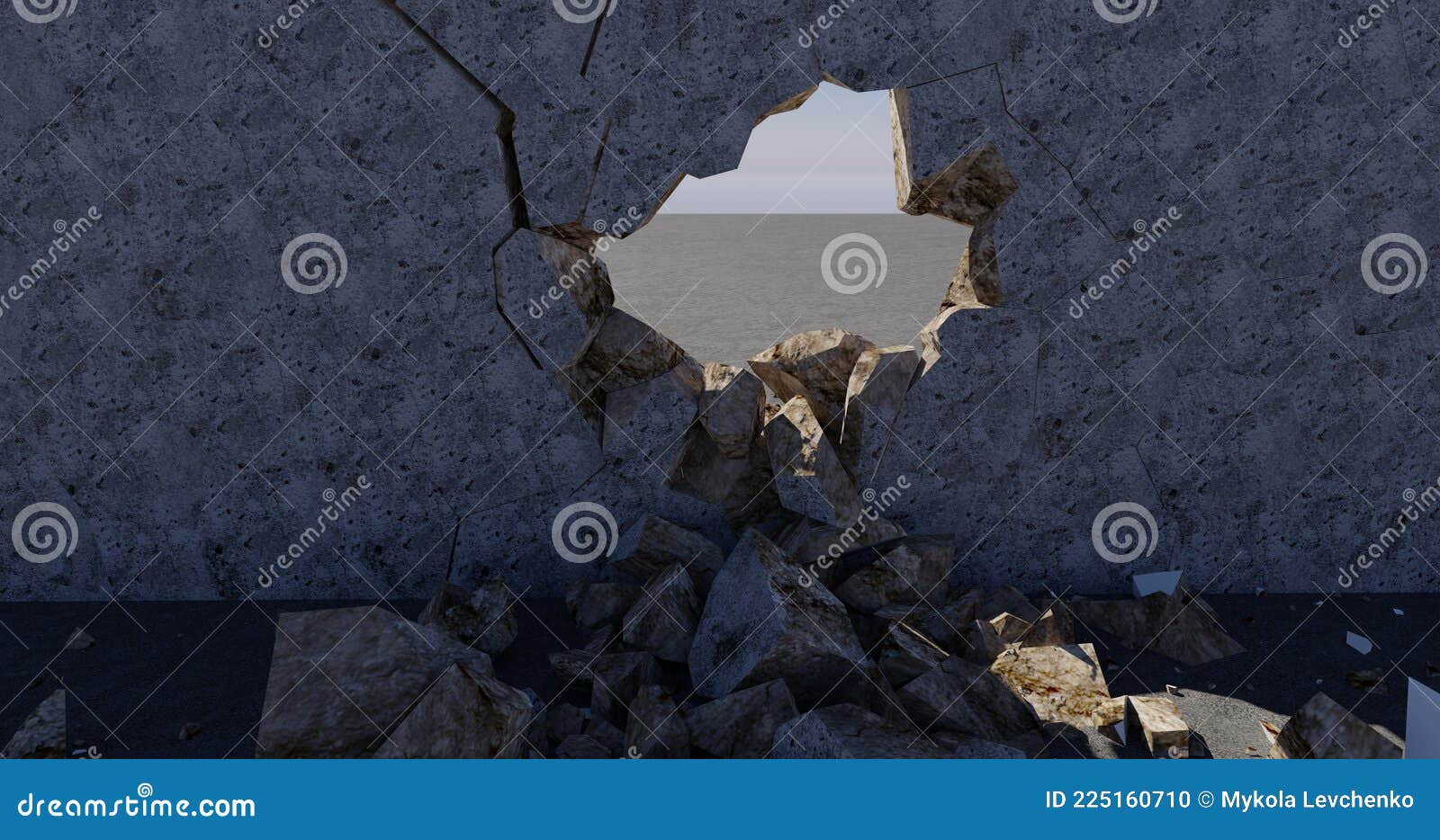 Wall with Breakdown in the Middle 3d-rendered Stock Photo - Image of ...