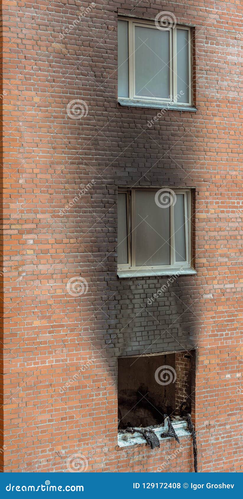Burnt house window stock photo. Image of explosion, extinguish - 129172408