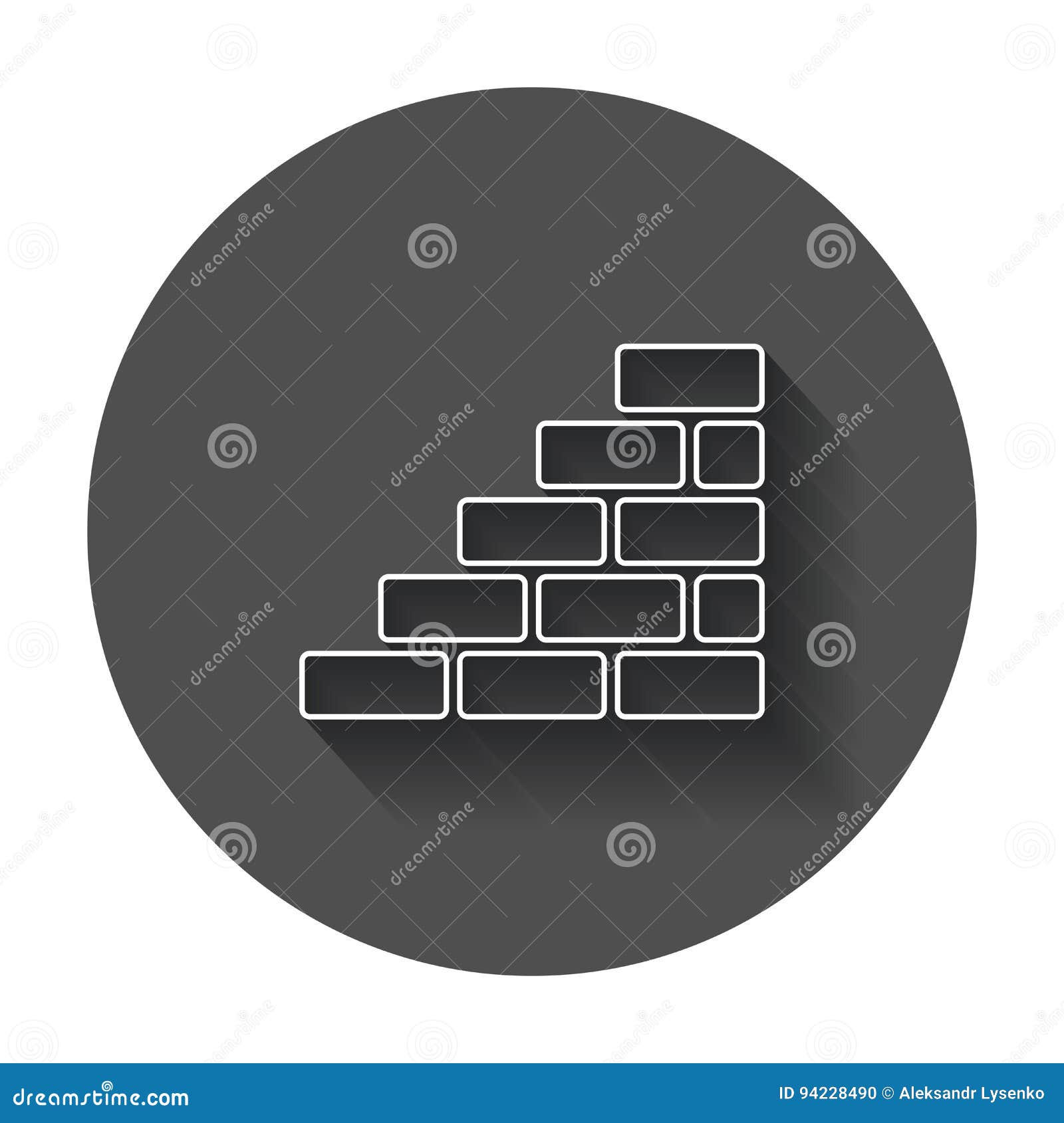 Wall Brick Icon in Line Style. Stock Vector - Illustration of shadow ...