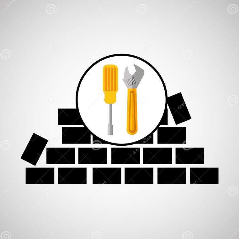 Wall Brick Tools Construction Design Stock Vector - Illustration of ...