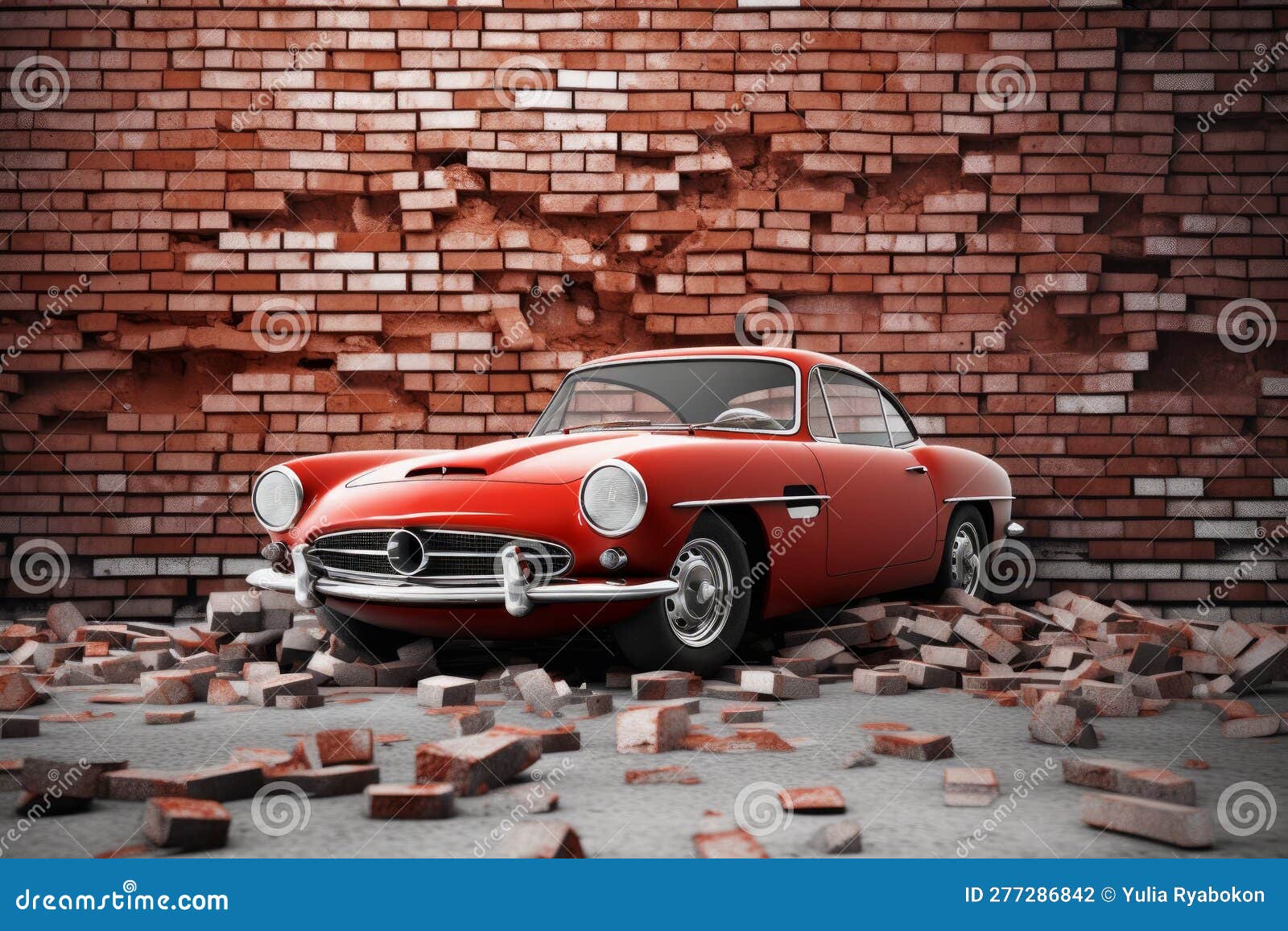 Wall Bricks Car. Generate Ai Stock Illustration - Illustration of auto ...