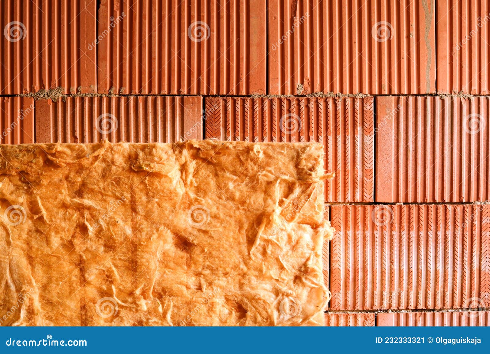 Wall of Bricks and Insulation Wool. Building with Cavity Wall ...