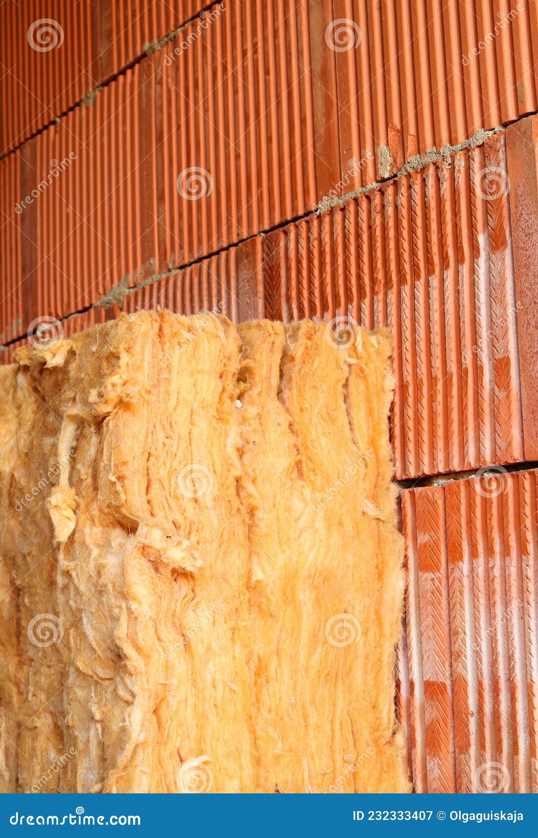 Wall of Bricks and Insulation Wool. Building with Cavity Wall ...