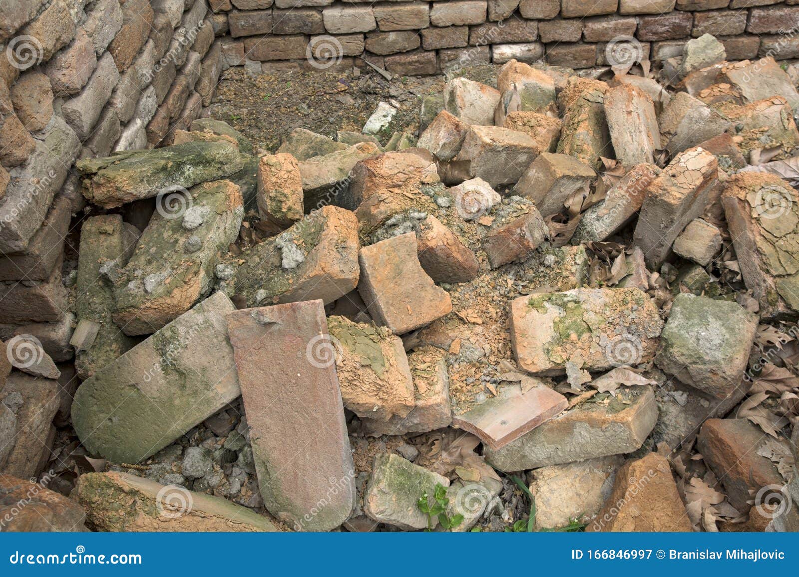Wall and the Bricks Were Demolished Stock Image - Image of construction ...
