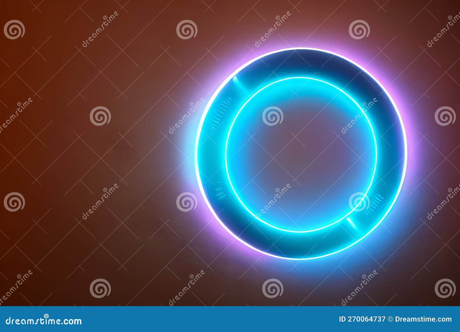 Wall Bright Blue Circle Neon Light Background and Backdrop Stock ...