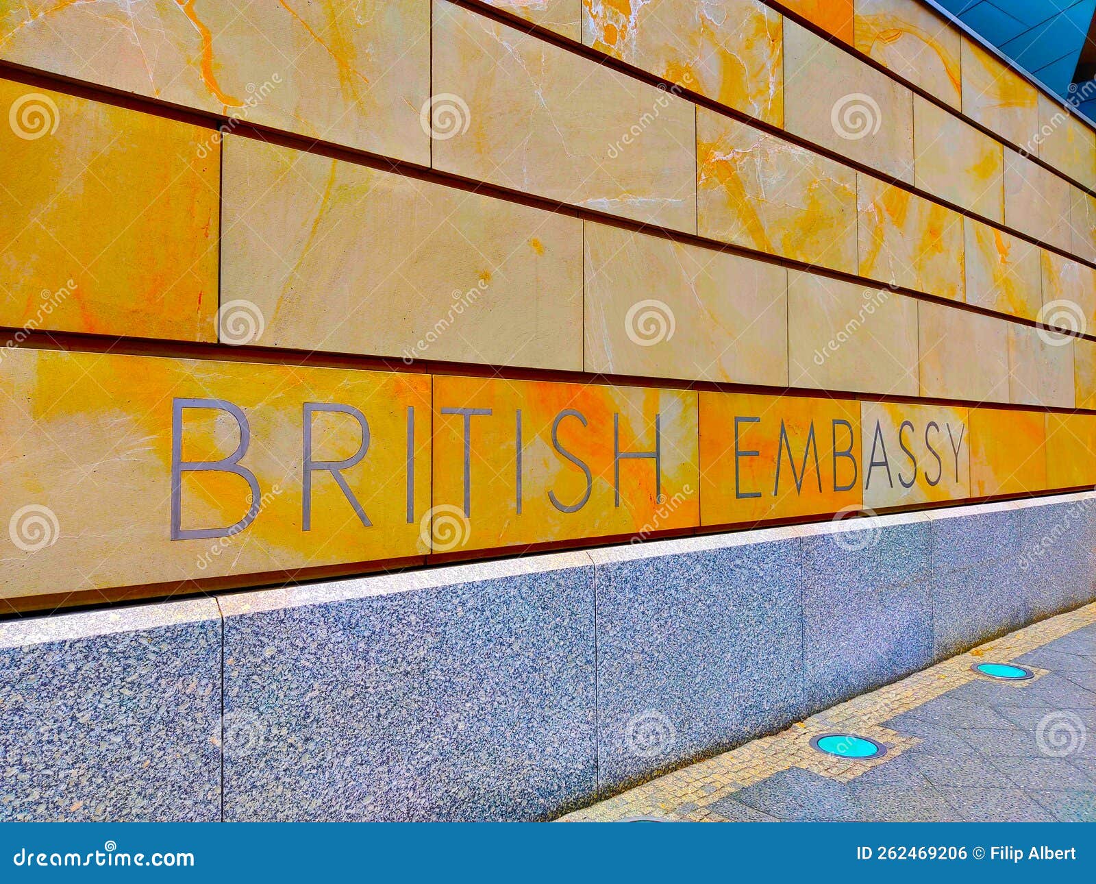 The Wall of the British Embassy in Berlin with Orange Marble and Gray ...
