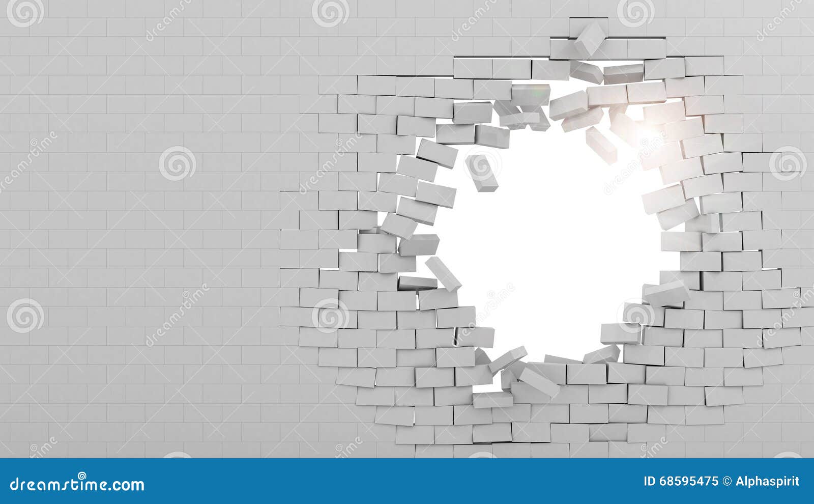 Wall broken through stock illustration. Illustration of break - 68595475