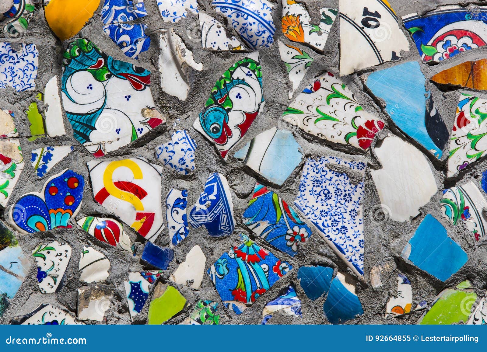 Wall with Broken Ceramic Plates Stock Image - Image of marrakech ...