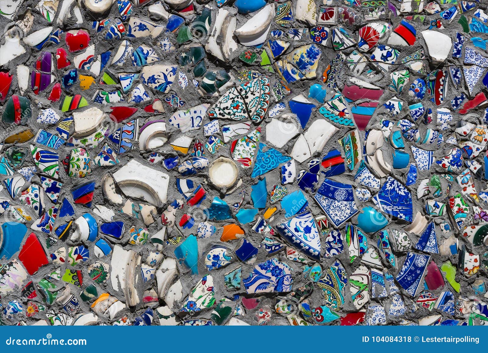 Wall with Broken Ceramic Plates Colored Stock Photo - Image of dish ...