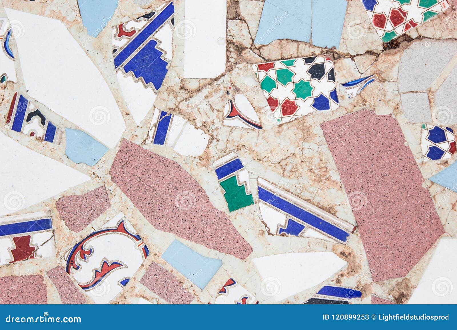 Wall with broken ceramic stock image. Image of colorful - 120899253